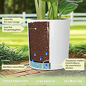 SAROSORA Large Round Self Watering Planter Pot 12.5'' for Home Garden Patio Tall Tree