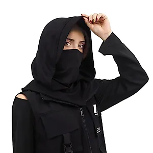 Rogue Hooded Scarf Winter Hat Hood Mask | Outdoor Breathable Face & Neck Gaiter | Cowl Hood | Hood Scarf of Punk Rogue Neck Warmer Hooded Cape Hat With Mask For Halloween Cosplay and Outdoor
