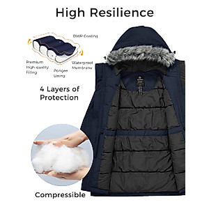 wantdo Women's Winter Hooded Thick Puffer Coat Insulated Long Parka Navy S