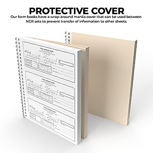 Custom 8.5" x 7" (3 Per Page) Carbonless NCR Books in 2-Part Duplicate Invoices, Receipts, Work Orders, Sales Orders, Purchase Orders, Estimates, Quote Forms with Your Company/Business Name (300 Sets)
