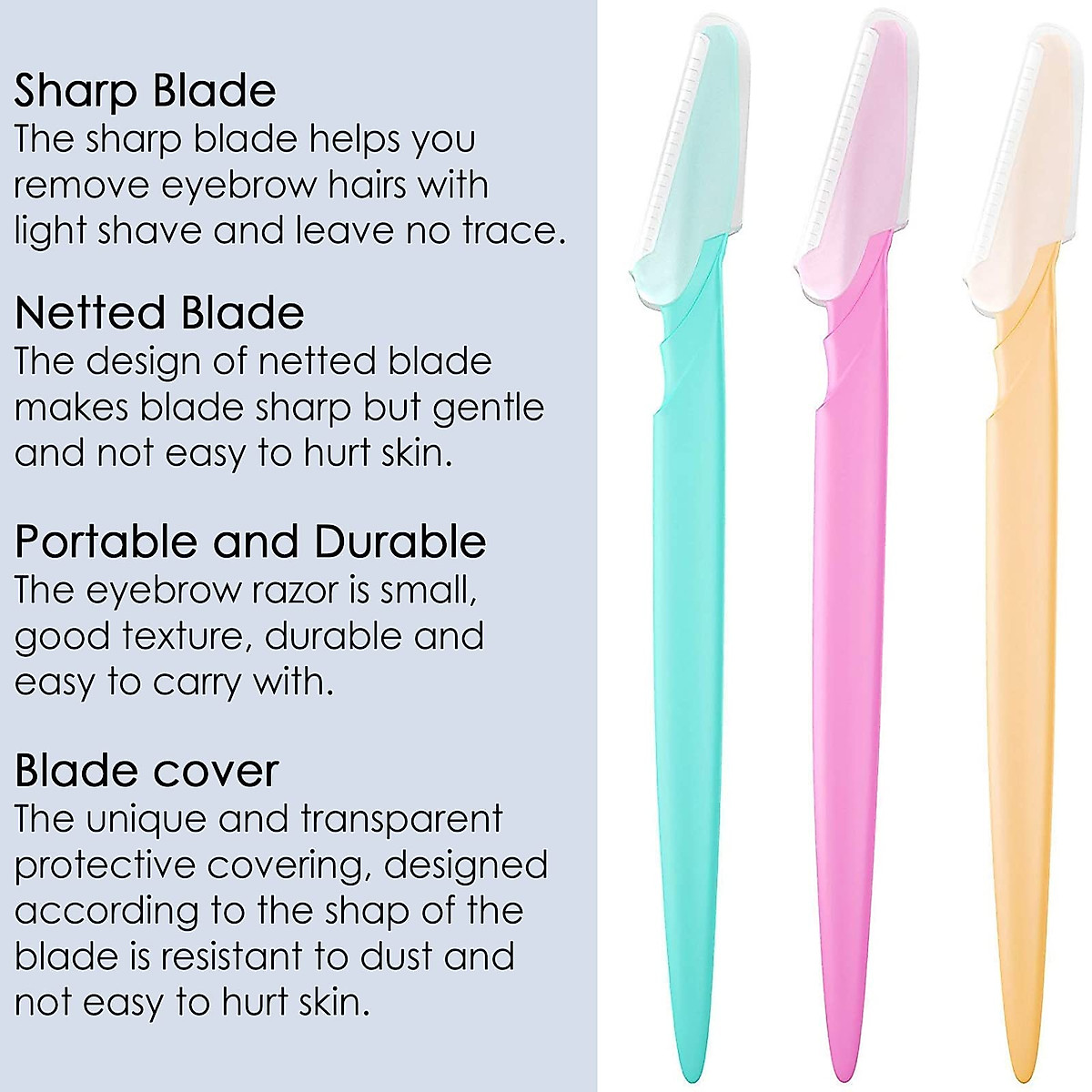 18Pcs Eyebrow Razor Multipurpose Exfoliating Dermaplaning Tool Trimming and Shaving Grooming Eyebrow Face Razor and Eyebrow Shaper for Women 3 Colors