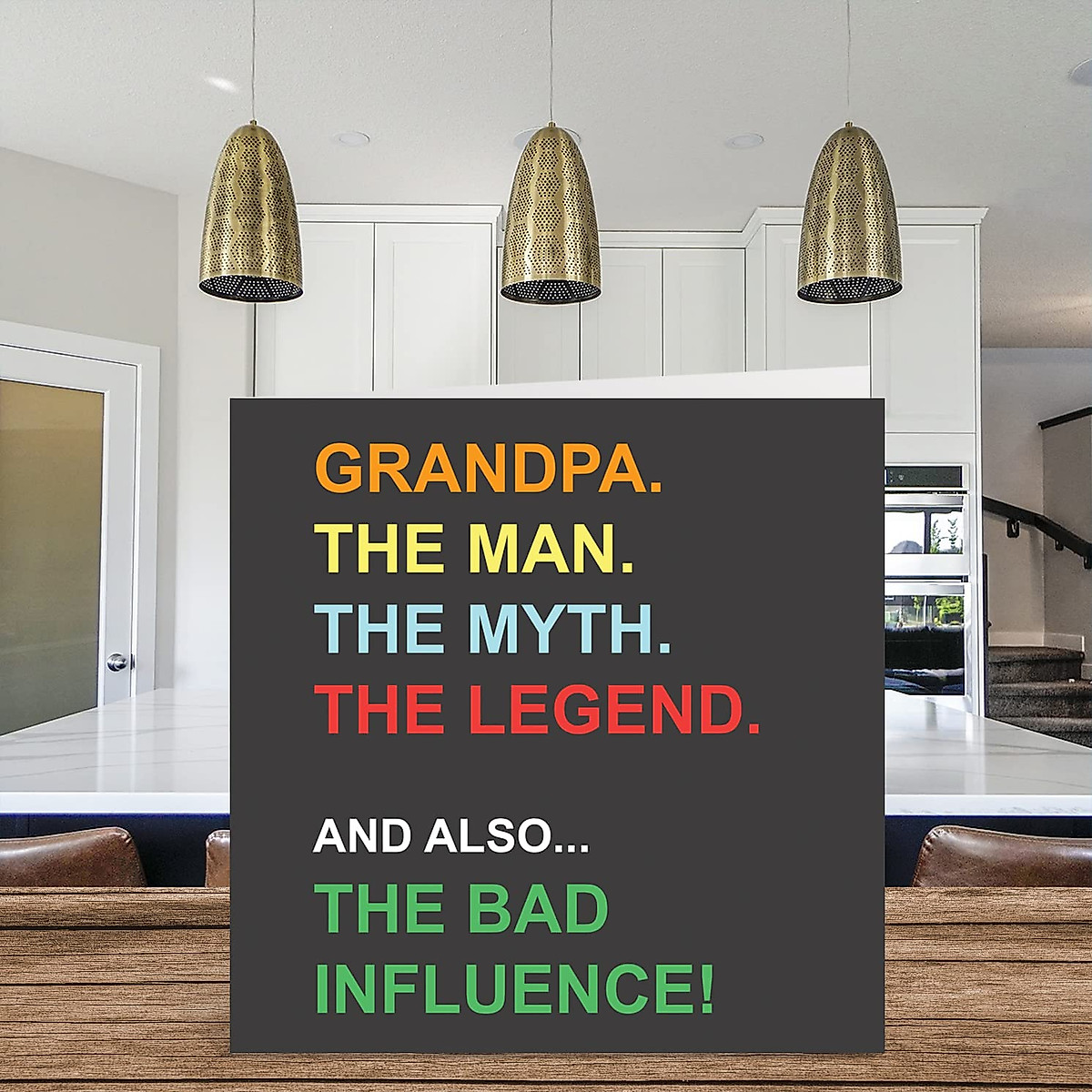 Stuff4 Funny Fathers Day Cards for Grandpa - Man Myth Legend Bad Influence - Joke Happy Birthday Card from Grandson Granddaughter, Gifts, 5.7 x 5.7 Inch Greeting Cards Gift for Pops Gramps