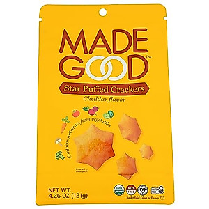 MADEGOOD Organic Cheddar Star Puffed Crackers, 4.26 OZ