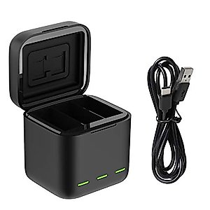 TELESIN Battery Charger 3-Channel USB Charger with Type-C Cord for GoPro Hero 11 Hero 10 Hero 9 Black, Batteries Storage Carrying Case Fully Compatible with Original Go Pro 11 10 9 Accessories