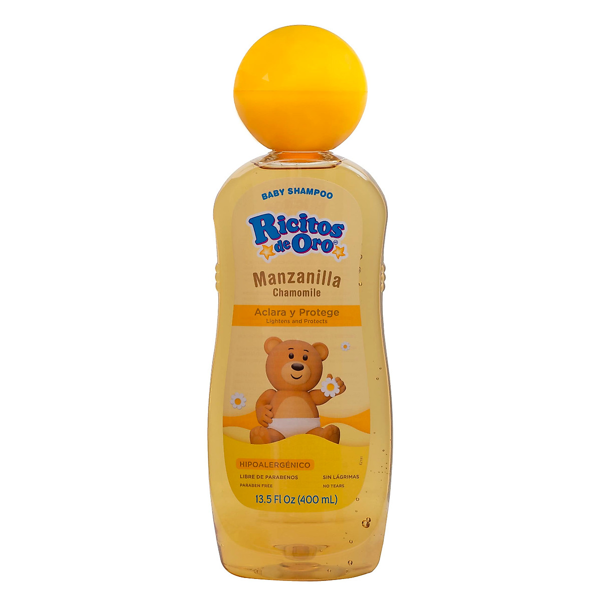 Ricitos de Oro, Baby Shampoo Cleansing and Lightening Baby Shampoo with Chamomile, Paraben Free, Hypoallergenic 2-Pack of 13.5 FL Oz Each, 2 Bottles