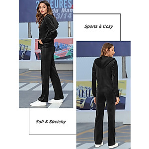 MessBebe Womens Velour Tracksuits Set Long Sleeve Sweatsuits 2 Piece Sports Outfit Zip Hoodie Sweatpants Joggers Set