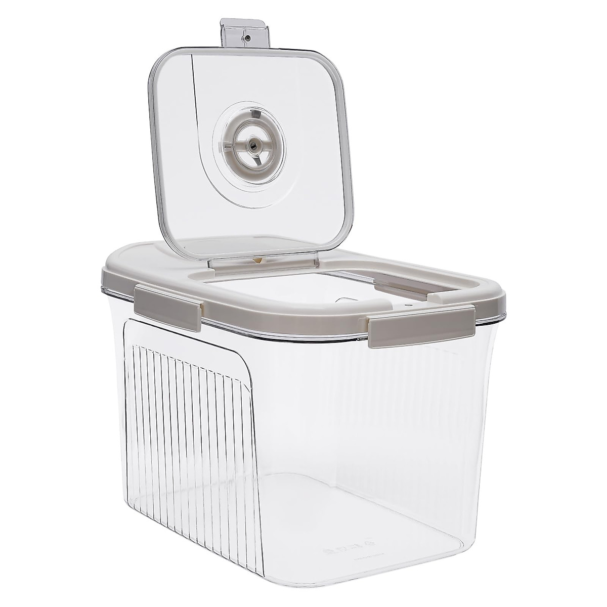 ZXTINGSHOP Food Containers, Plastic Grain Storage Container with Lid and Timer, Food Storage Bins Airtight Kitchen Storage Containers with Measuring Cup (white-L)