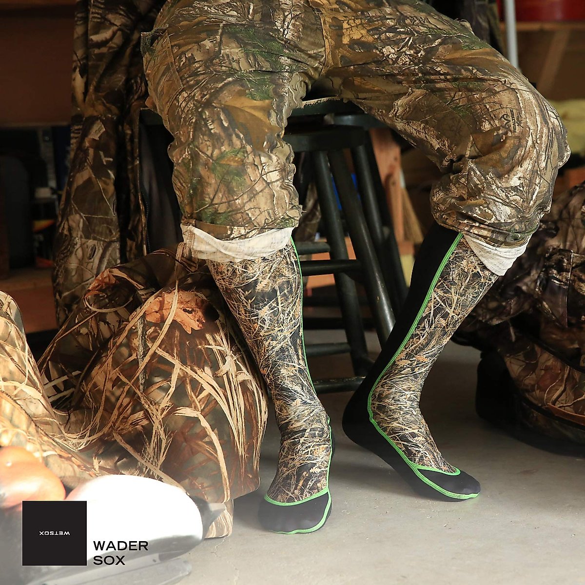Wetsox Wader Sox, Black Frictionless Wading Socks, Get in and Out of Wader or Boot Easily, 1mm Neoprene Keep Feet Warm or Dry