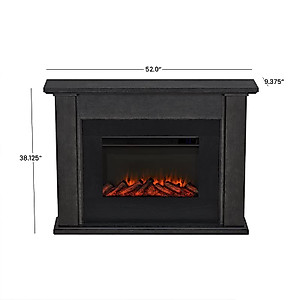BOWERY HILL 52" Slim Solid Wood and Glass Electric Fireplace in Gray Finish
