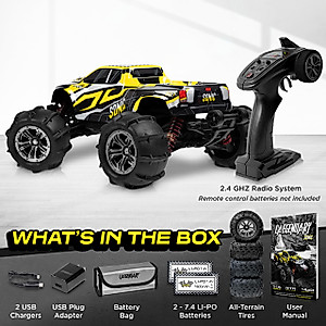 LAEGENDARY Remote Control Car, Hobby Grade RC Car 1:16 Scale Brushless Motor with Two Batteries, 4x4 Off-Road Waterproof RC Truck, Fast RC Cars for Adults, RC Cars, Remote Control Truck