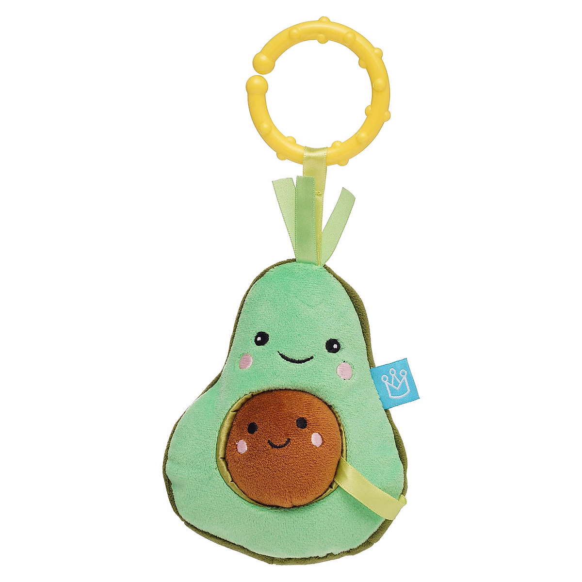 Manhattan Toy Mini-Apple Farm Avacado Baby Travel Toy with Rattle, Chime, Crinkle Fabric & Teether Clip-on Attachment
