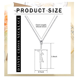 Jewenova Faith Cross Necklace Hope Loved Strength Pendant Necklace Religious Jewelry Gift for Women Dainty Y Pendant Chain Necklace with Meaning Card