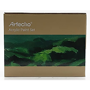 Artecho Acrylic Paint Set 24 Colors 2oz/59ml, Art Craft Paint for Art Supplies, Paint for Canvas, Rocks, Wood, Fabric and Ceramic, Non Toxic Paint for Artists, Students, Beginners and Adults