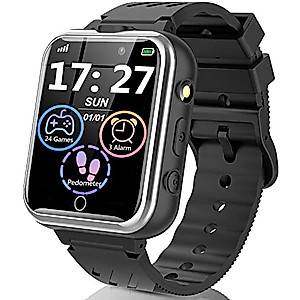 clleylise Kids Smart Watch Boys Girls, Smart Watchfor Kids with Dual Camera 24 Games Video Music Alarm Calculator Calendar Watch, Gift for Girls Boys Ages 3-14(Black)