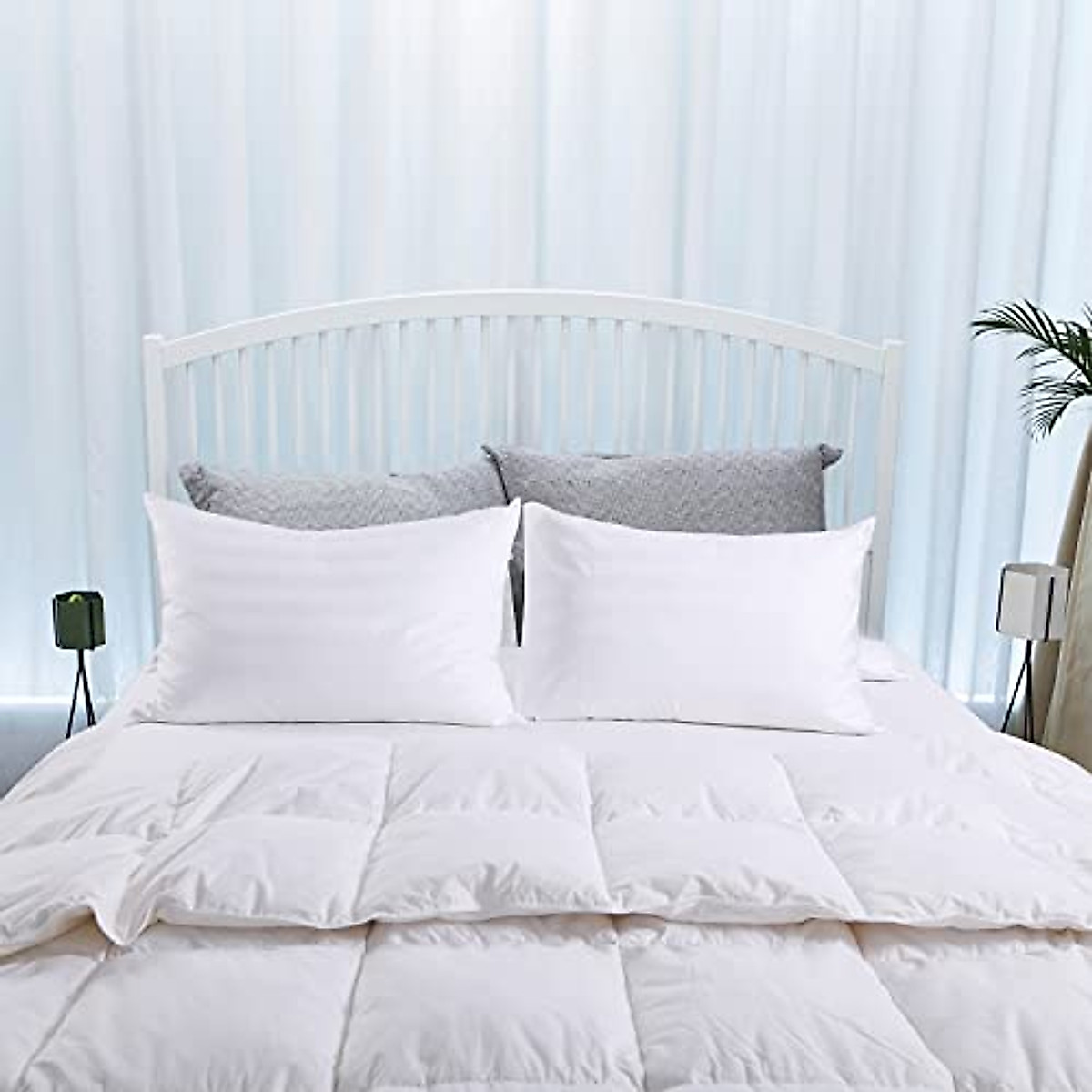 Pillow Cases Standard Size, 100% Egyptian Cotton Pillow Protectors with Zipper, 400 Thread Count Sateen Weave White Pillowcases Standard Size Set of 2, Premium Quality Pillow Covers for Home/Hotel