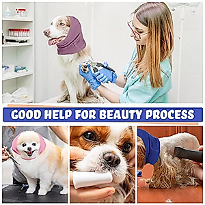 4 Pieces 3 Size Snoods for Dogs Pet Dog Ear Cover No Flap Wrap Dog Sound Proof Ear Muffs for Dogs Barking and Bathing Warm Winter Dog Ear Scarf for Calming Pet (Blue, Pink, Purple)