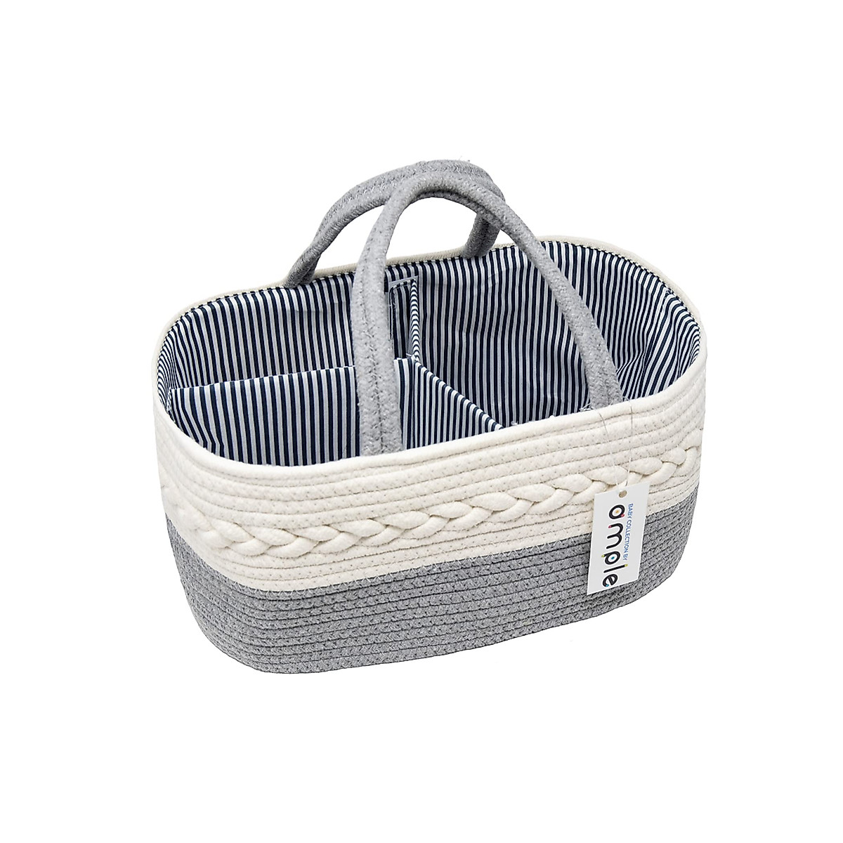AMP Baby Diaper Caddy Organizer - Changing Table Diaper Organizer - Portable Rope Nursery Storage Bin for Boys and Girls - Diaper Storage Basket for Changing Table & Car Basket