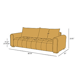 VANOMi 87" Loveseat Sofa, Comfortable Thick Cushion Living Room Couch, Easy-to-Install Apartment Sofa Couch, Boucle, Curry