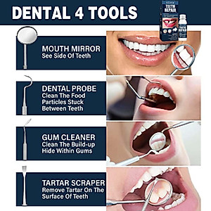 Teeth Repair Kit,Tooth Repair Kit for Missing Teeth, Cavity Filler for Teeth,Temp Tooth Beads with 4 Dental Tools, Repair Missing or Broken Teeth, Snap On Instant and Confident Smile