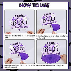 Halloween Baby Shower Honeycomb Centerpieces, A Little Boo Is Almost Due Table Toppers Black Purple, Gender Reveal Pregnancy Celebration Table Topper Decorations Supplies 8pcs