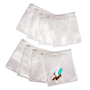 Smooth Trip Certified Food Grade Pill Pouch - Zippered Ultra Clear and Strong BPA Free Bags for Vitamins, Pills, Snacks and Accessories - Larger 3.25 x 3.5" Size (8-Count)