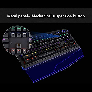 Mechanical Gaming Keyboard LED Backlit Wired Keyboard with Blue Switches for Windows Gaming PC (108 Keys, Black)