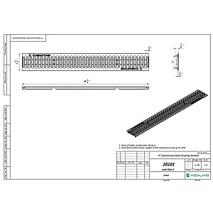 Vodaland - 4 inch Trench Drain Stamped Steel Package - 4.8" Depth - PC8020