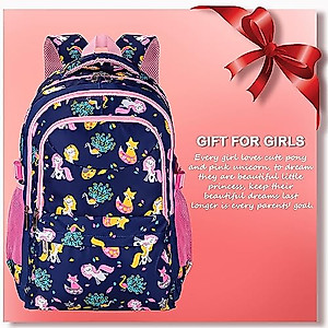 SARHLIO Toddler Backpack for Girls, Preschool Elementary School Daypack with Zipper, 17 Inch Waterproof Child Backpack for Travel & School, Animal Print Rose Red(BPK18C-RD)