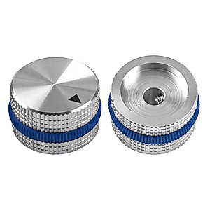 2Pcs Yootones 25 x 15.5mm Guitar knob Potentiometer Control Knob Volume Audio Electric Guitar Bass knob Screw Type Silver Aluminum Alloy & Rubber Ring Compatible with 6mm diameter shaft (Blue)