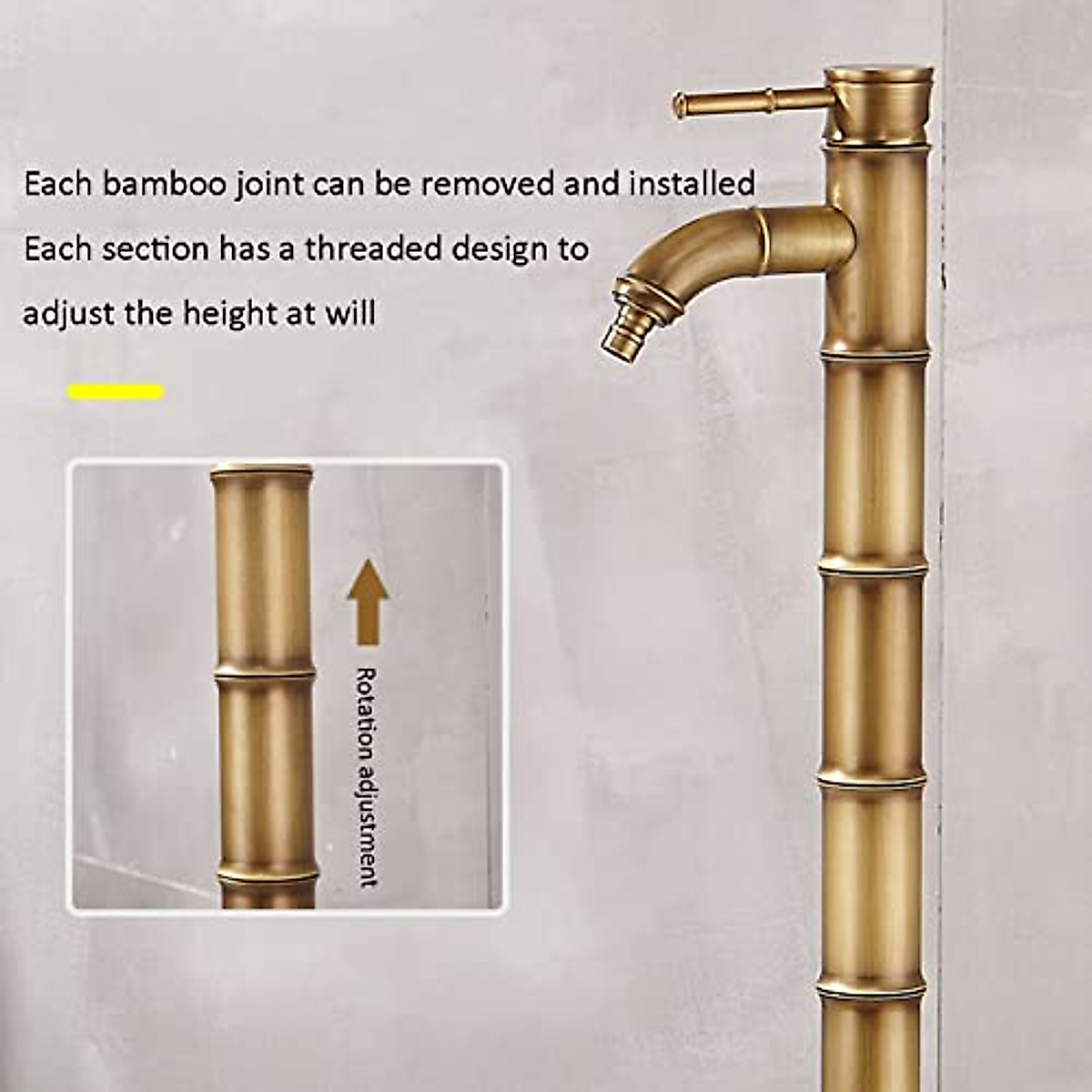 ManiCrown Full Copper Vintage Garden Water Column with Faucet, Modern Freestanding Water Fountain Yard Water Dispenser, Patio Watering Car Wash Hose for Tub/mop Pool