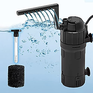 U-V Fish Tank Filter, 5 in 1 Aquarium Filter Media Submersible Internal Filter Adjustable Water Outlet Direction Canister Pump 5-20 Gallon Filters for Aquarium Tank, Fish Tank, Turtle Tank, 96 GPH