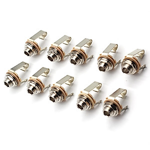 Electric Guitar Output Jack, Switchcraft #11 1/4 Guitar Jack, Audio Jack for Quarter Inch Cable, Nickel Plate Contact, Mono Output Jack, Bulk Lot of 10