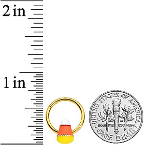 Body Candy Womens 16G PVD Steel Hinged Segment Ring Seamless Cartilage Nipple Ring Candy Corn Nose Hoop 3/8"