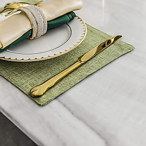 Home Brilliant Green Placemat Set of 4 Washable Place Mats Placemats Heat Resistant Sage Placemat for Dining Table Kitchen Table Mats Spring Dinner Decor, Grass Green