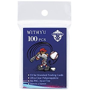 100 Pcs Ultra-Clear Card Sleeves for Standard Size Trading Cards, Soft Protective Card Sleeves for Sport Cards, Game Cards, Inner Card Protector 2.5" X 3.5" for Game Cards, Baseball Cards
