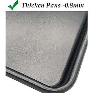 Small Cookie Sheets 11X9 Inch 2Pcs Mini Baking Pan Toaster Oven Tray Nonstick Thicken Brushed Carbon Steel Magnetic No Warp 1 to 2 Person Bakeware By HYTK