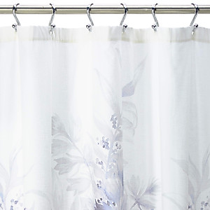 Madison Park Enza 100% Cotton Shower Curtain, Casual Large Floral Design, Modern Bathroom Decor, Machine Washable, Fabric Privacy Screen 72x72", Lilac