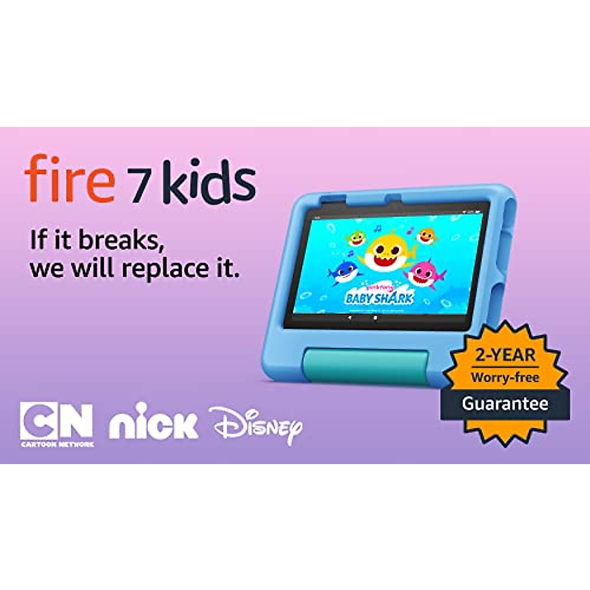 Amazon Fire 7 Kids tablet (newest model) ages 3-7. Top-selling 7" kids tablet on Amazon. Includes 6 months of ad-free and exclusive content, easy parental controls, 10-hr battery, 16 GB, Blue