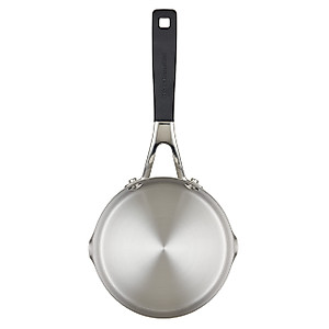 KitchenAid Saucepan with Pour Spouts, 1 Quart, Brushed Stainless Steel