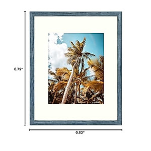 Frametory, 16x20 Picture Frame with Mat for 11x14 Photo - High Definition Glass Wide Molding - Preinstalled Wall Mounting Hardware (Blue, 1 Pack)