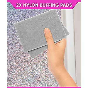 Glitter for Paint [5.3oz] – Holographic Silver with 2 x Buffing Pads – Glitter for Painting Walls for Luminous Paint Finish on Interior or Exterior Walls, Ceilings, and Wood - Glitter Paint Additive