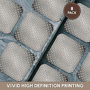 3dRose Gray Steel Diamond Plate Industrial Pattern - Soft Coasters, Set of 8 (CST_219468_2)