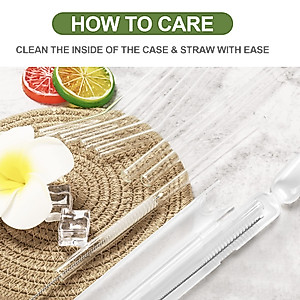 HAPPi STUDIO 8-Pack Glass Straws with Travel Case - 8"x10mm Reusable Straws with 2 Cleaning Brushes - Clear Glass Straws Shatter Resistant - Glass straws Drinking Reusable Smoothie Straw, Coffee Straw