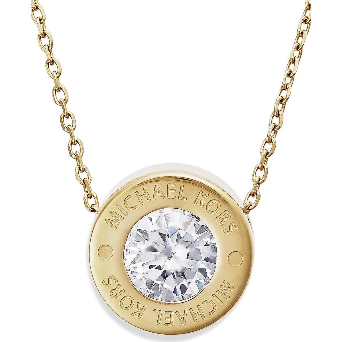 Michael Kors Stainless Steel and Pavé Crystal Pendant Necklace for Women, Color: Gold (Model: MKJ5340710)
