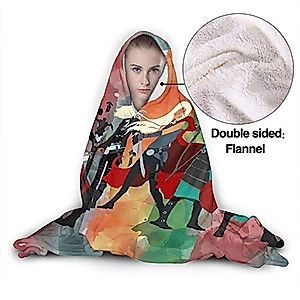 Hooded Blanket Throne of Glass Series Watercolor Comfortable Throw Blankets Suitable for Sofa Blankets for Adults and Children, Bed Blankets 80" X60