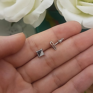 Dazzlingrock Collection 0.10 Carat (ctw) White & Black Round Diamond Micro Pave Setting Kite Shape Stud Earrings 1/10 CT, Sterling Silver