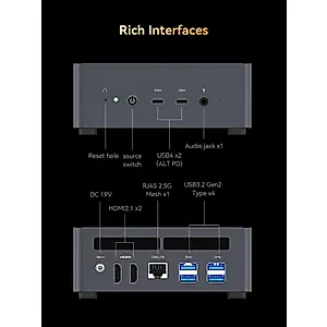 MINISFORUM DeskMini UM790 Pro Mini PC AMD Ryzen 9 7940HS Barebones Version Without RAM and SSD Personal Computer, AMD Radeon 780M Graphics, 2xHDMI(4K) 2xUSB4(DP|8K) Outputs