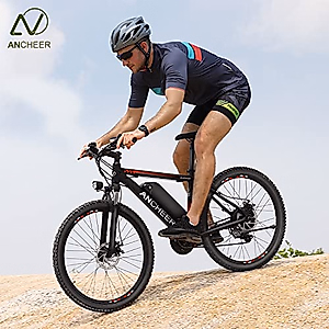 ANCHEER 500W Electric Bike 26'' Gladiator Electric Mountain Bike, 48V 10.4Ah Removable Battery, Up to 50 Miles, 3.5H Fast Charge, Cruise Control, Lockable Suspension Fork, 21Speed Ebike for Adults