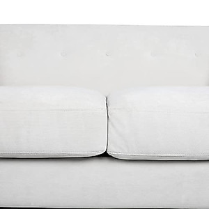 Upholstered Sofa, Mid-Century Modern Couch Tufted Button Loveseat with Soft Cushion and 2 Pillows for Living Room, Bedroom, Office (White)