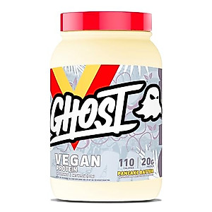 GHOST Vegan Protein Powder, Pancake Batter - 2lb, 20g of Protein - Plant-Based Pea & Organic Pumpkin Protein - ­Post Workout & Nutrition Shakes, Smoothies, & Baking - Soy & Gluten-Free